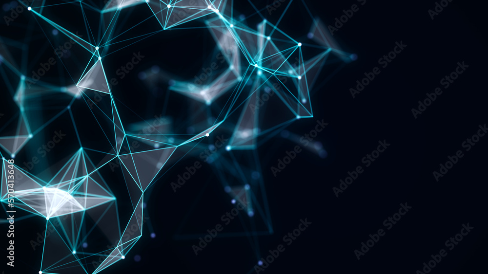 Network connection technology. Abstract white background with points, lines and glass triangles ...