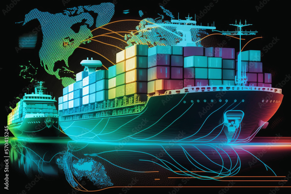 Ship with cargo. Created with generative Ai technology Stock ...