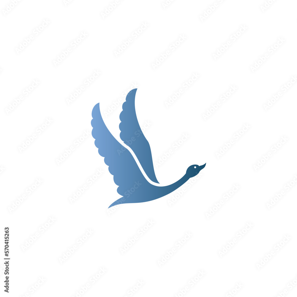 flying swan vector illustration for an icon,symbol or logo. swan ...
