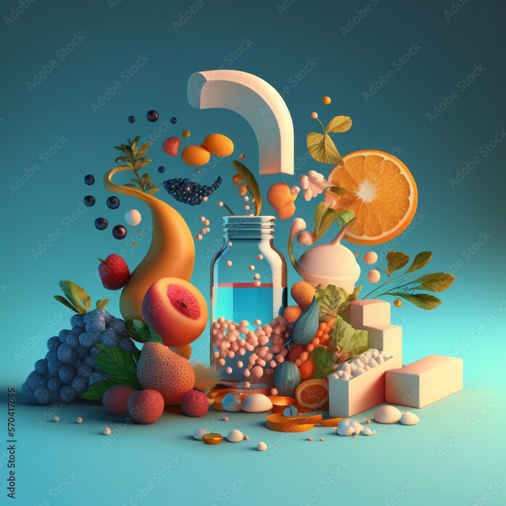 Generative Ai conceptual healthy food 3d illustration, promotion fresh ...