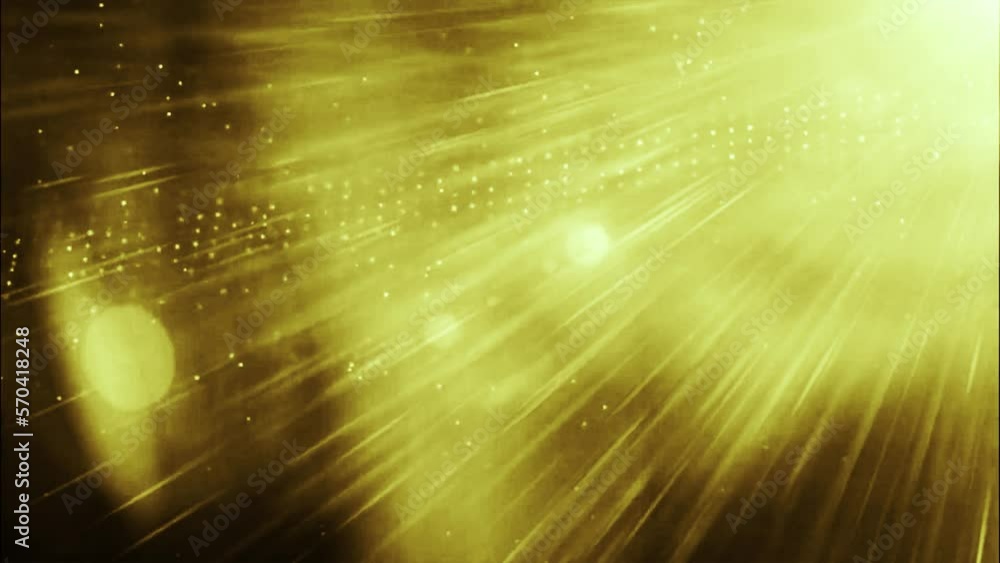 Optical Lens flare effect, 4K yellow on black background. Top left ...