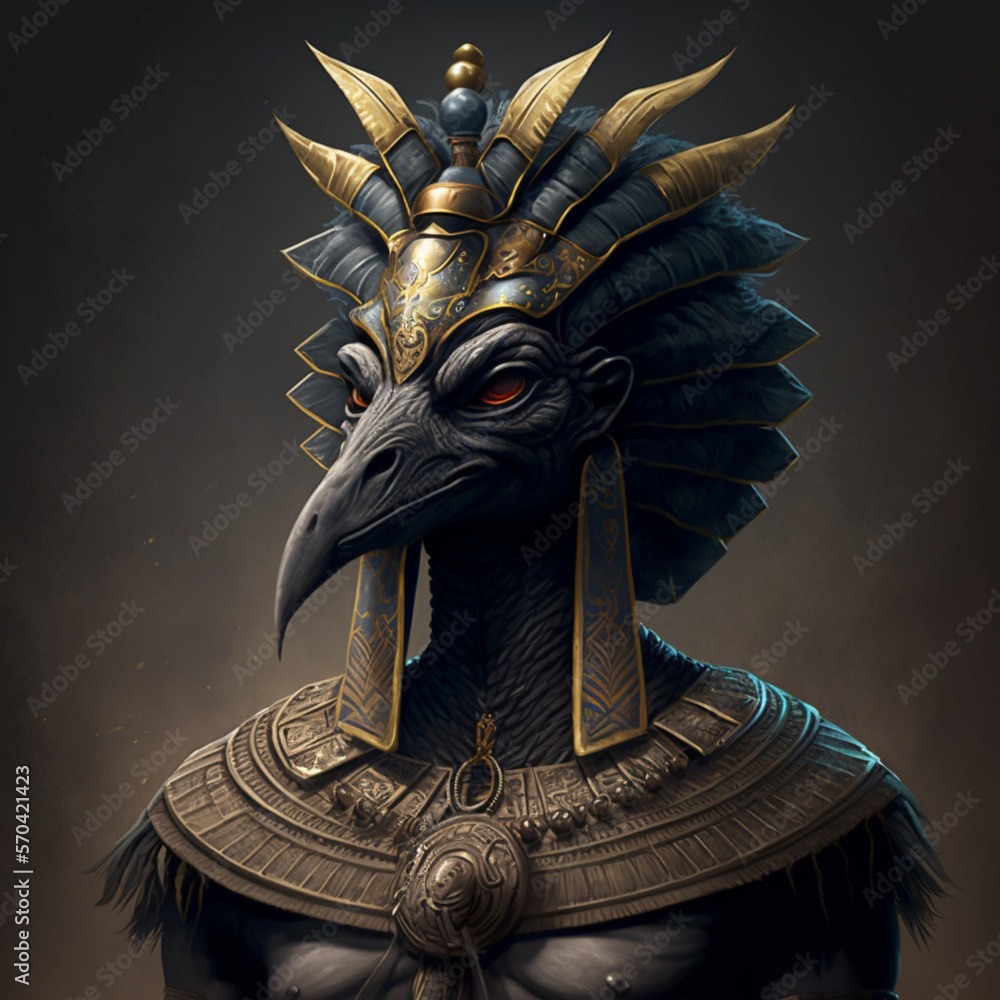 Egyptian god Montu depicted in art style created using generative ...