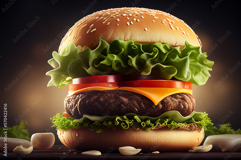 Burger poster for menu restaurant. Burger design style promotional fast ...