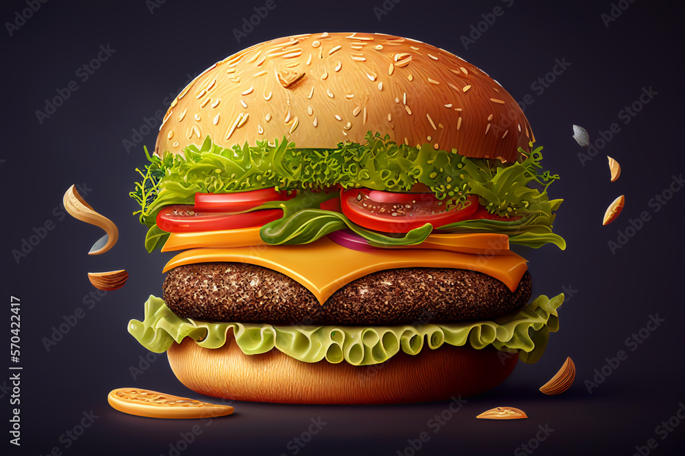 Burger poster for menu restaurant. Burger design style promotional fast ...