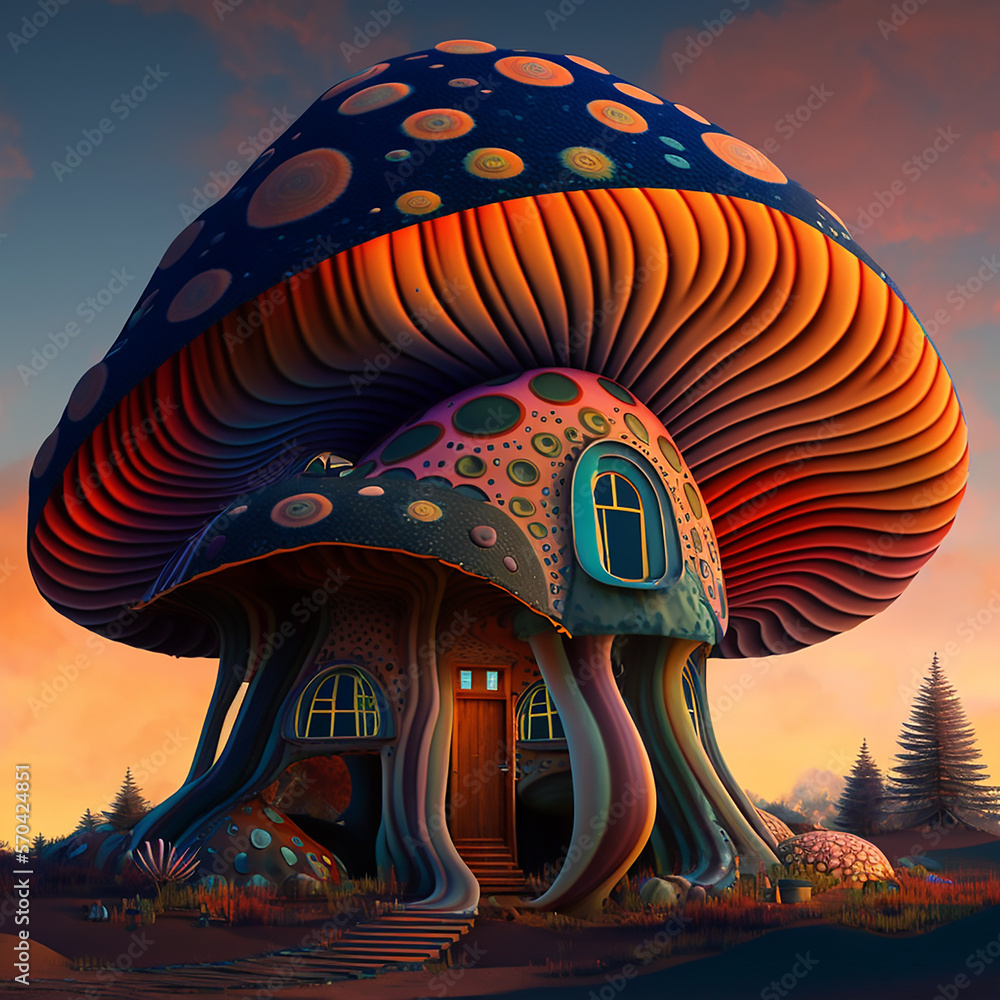 DISEÑO FANTASIOSO DE CASAS EN FORMA DE HONGOS O SETAS DEL BOSQUE ...