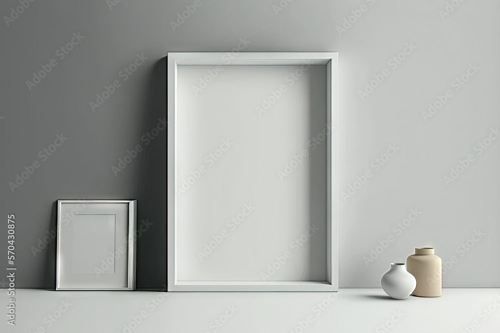 Un simple cadre photo maquette sur un mur vide. Idéal pour les affiches ...