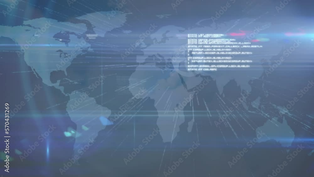 Animation of pulsating circles and profile icons over world map and data processing vídeo do ...