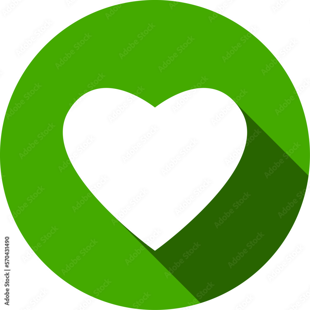 Basic Green Heart Love Health Symbol Sign in a Circle Icon Set with 3D ...