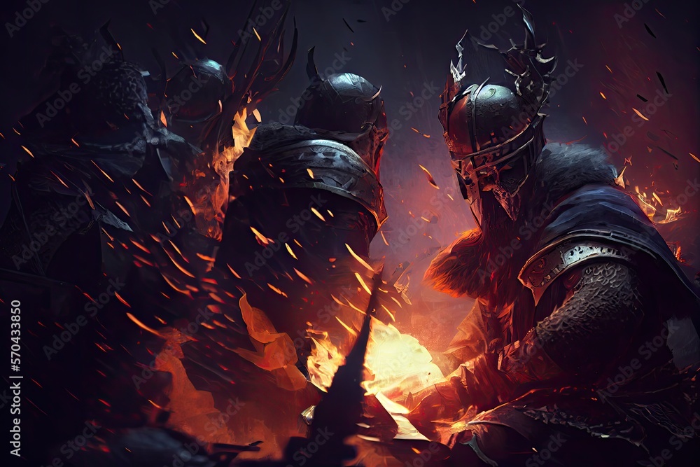 Vikings, Normans warriors and generals fighting on the battlefield ...