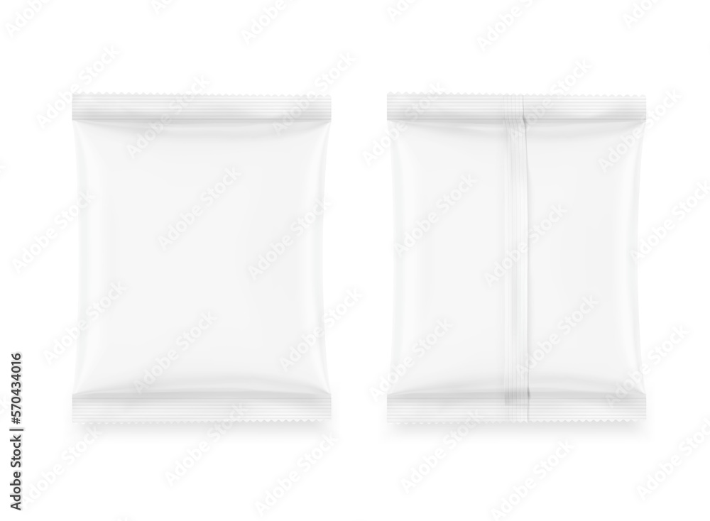 Realistic flow pack mockup. Vector illustration isolated on white ...