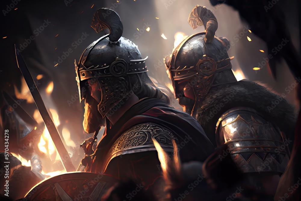 Vikings, Normans warriors and generals fighting on the battlefield ...