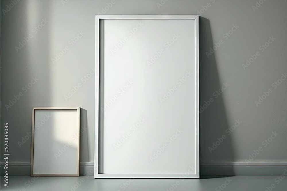 Un cadre photo simple maquette minimaliste sur un mur vide. Idéal pour ...