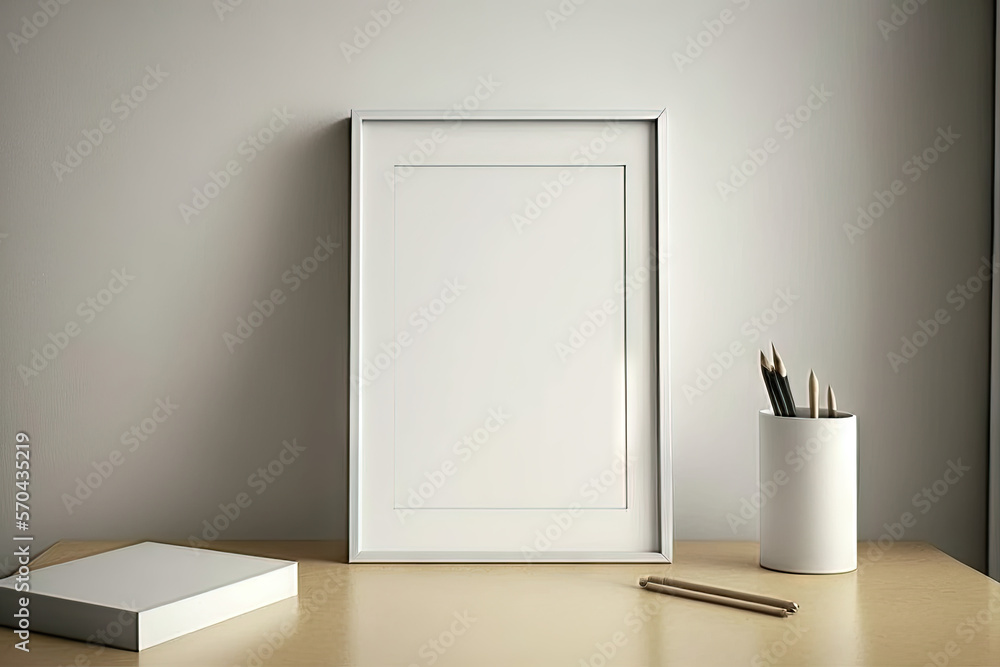 Un cadre photo simple maquette minimaliste sur un mur vide. Idéal pour ...