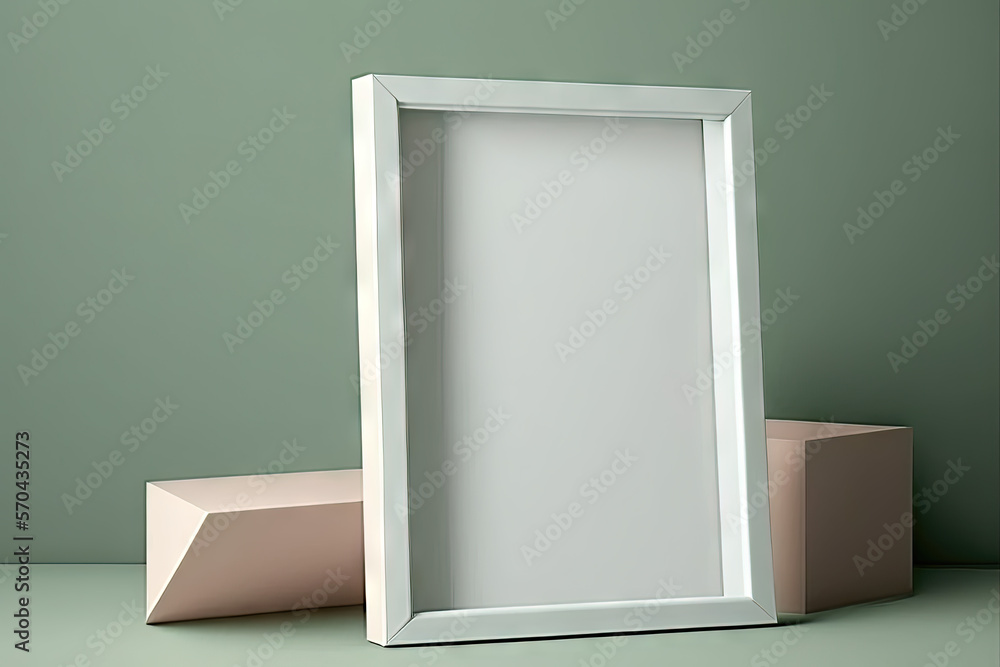 Un cadre photo simple maquette minimaliste sur un mur vide. Idéal pour ...