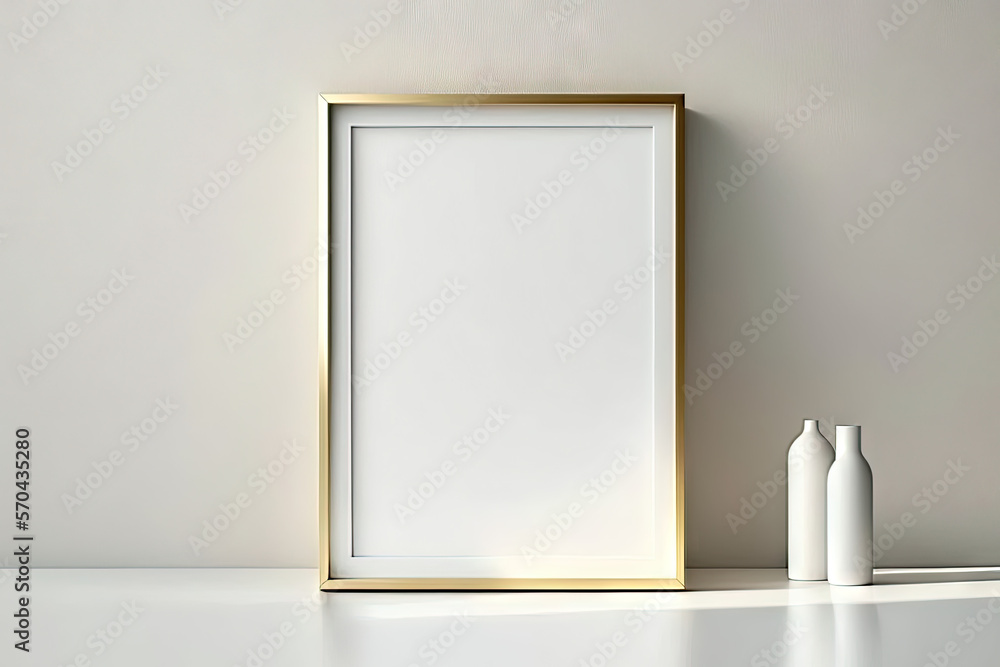 Un cadre photo simple maquette minimaliste sur un mur vide. Idéal pour ...
