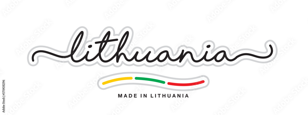 Made in Lithuania, new modern handwritten typography calligraphic logo ...