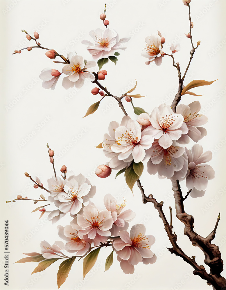 Beautiful Japanese Cherry Blossoms White Flower Illustration For ...