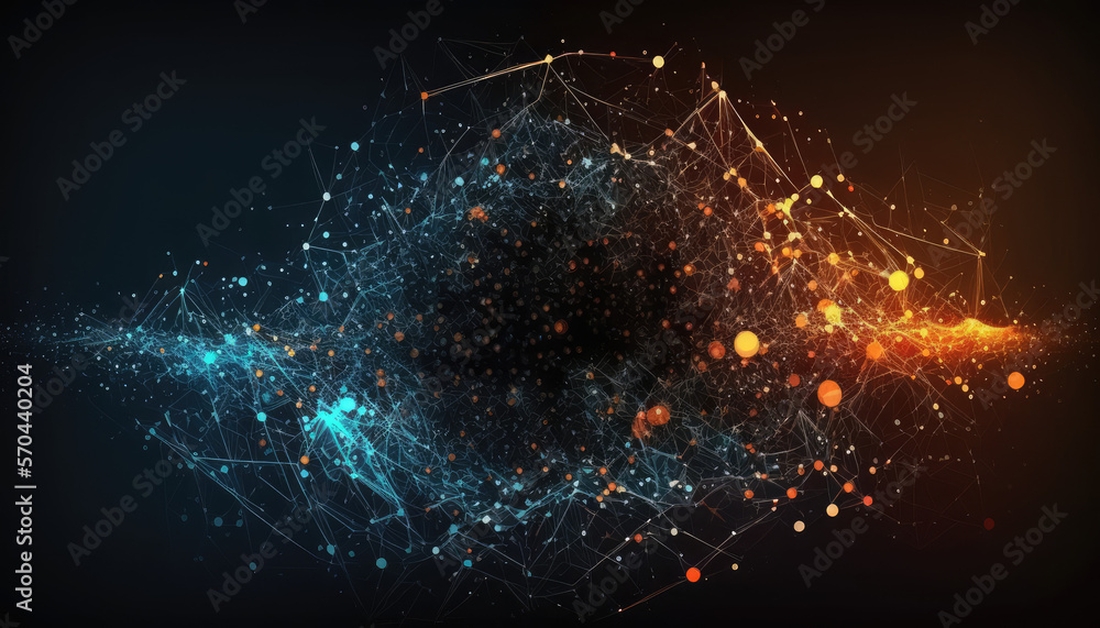 Generative AI abstract technology particles mesh sharp high quality ...