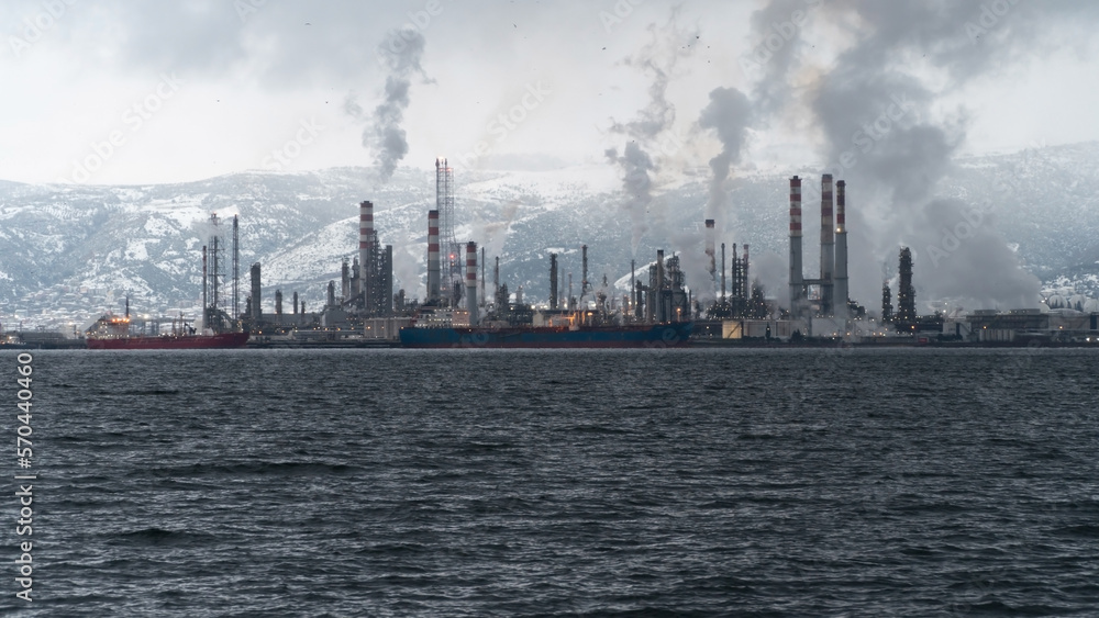 Environmental pollution. Toxic chemical gases releasing to atmosphere ...