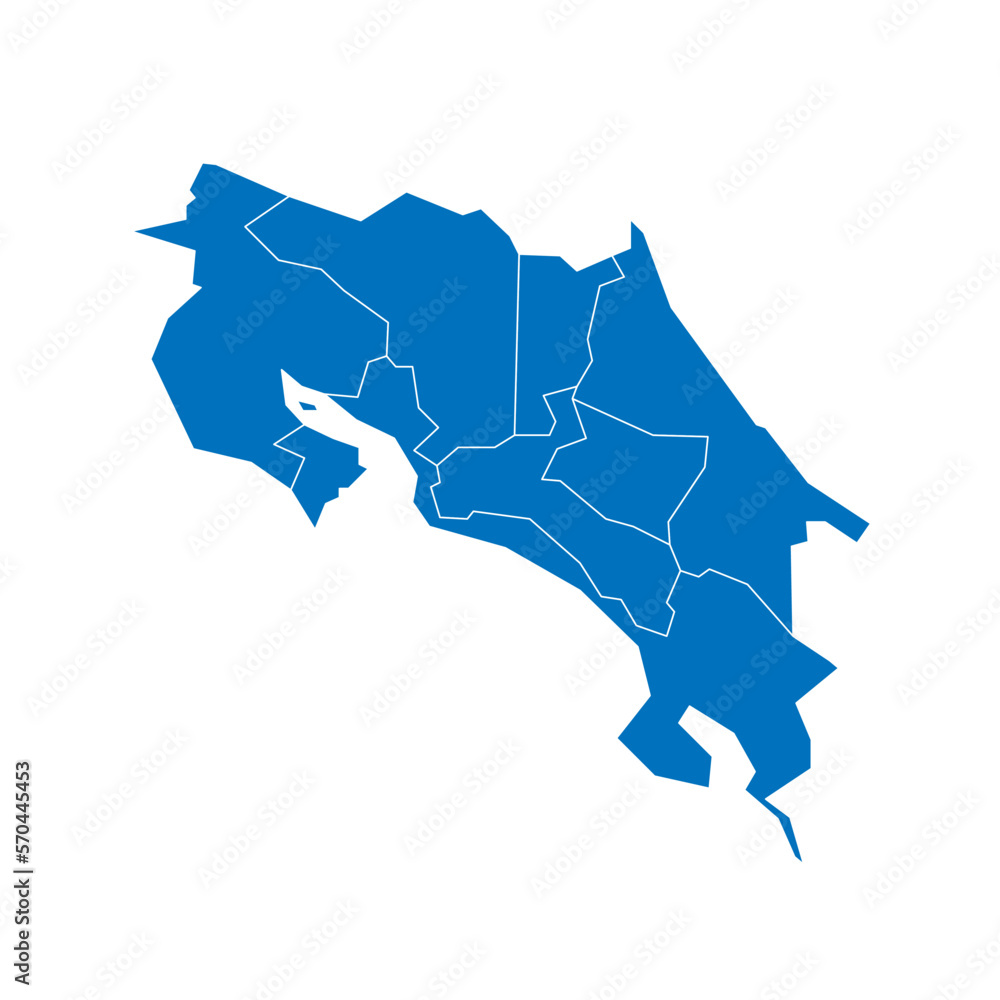 Costa Rica political map of administrative divisions - provinces. Solid ...