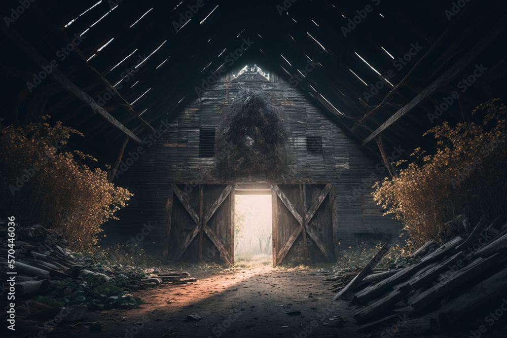 horror abandoned barn genarative AI Stock Illustration | Adobe Stock