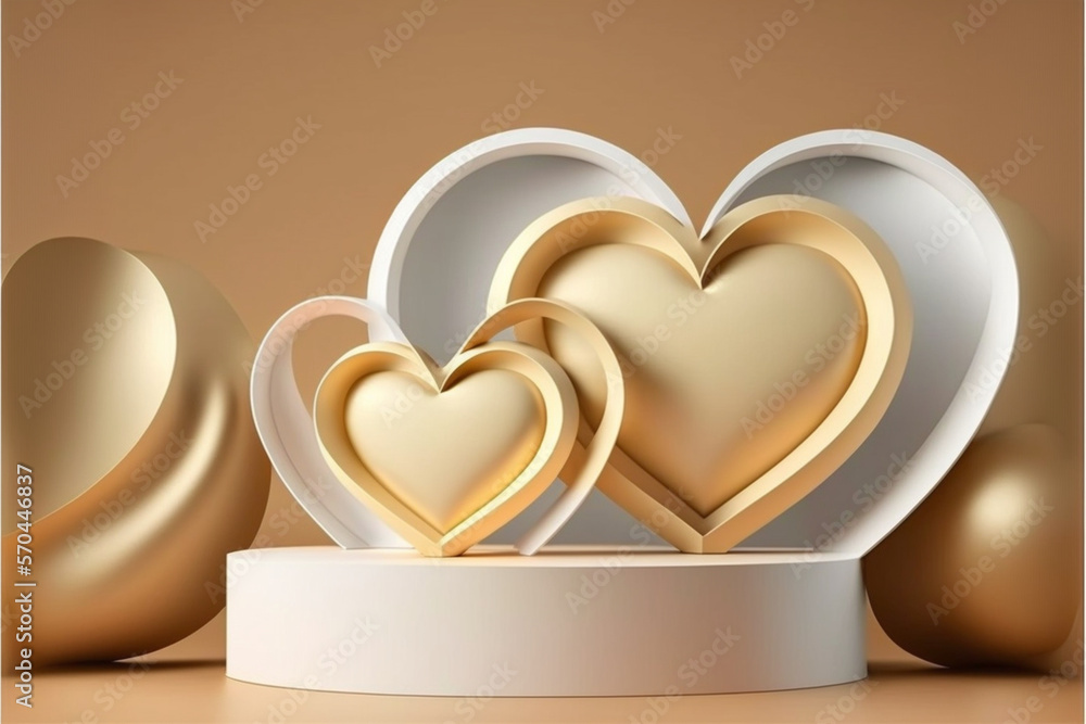 stage podium background of love heart mock ups for product or present ...