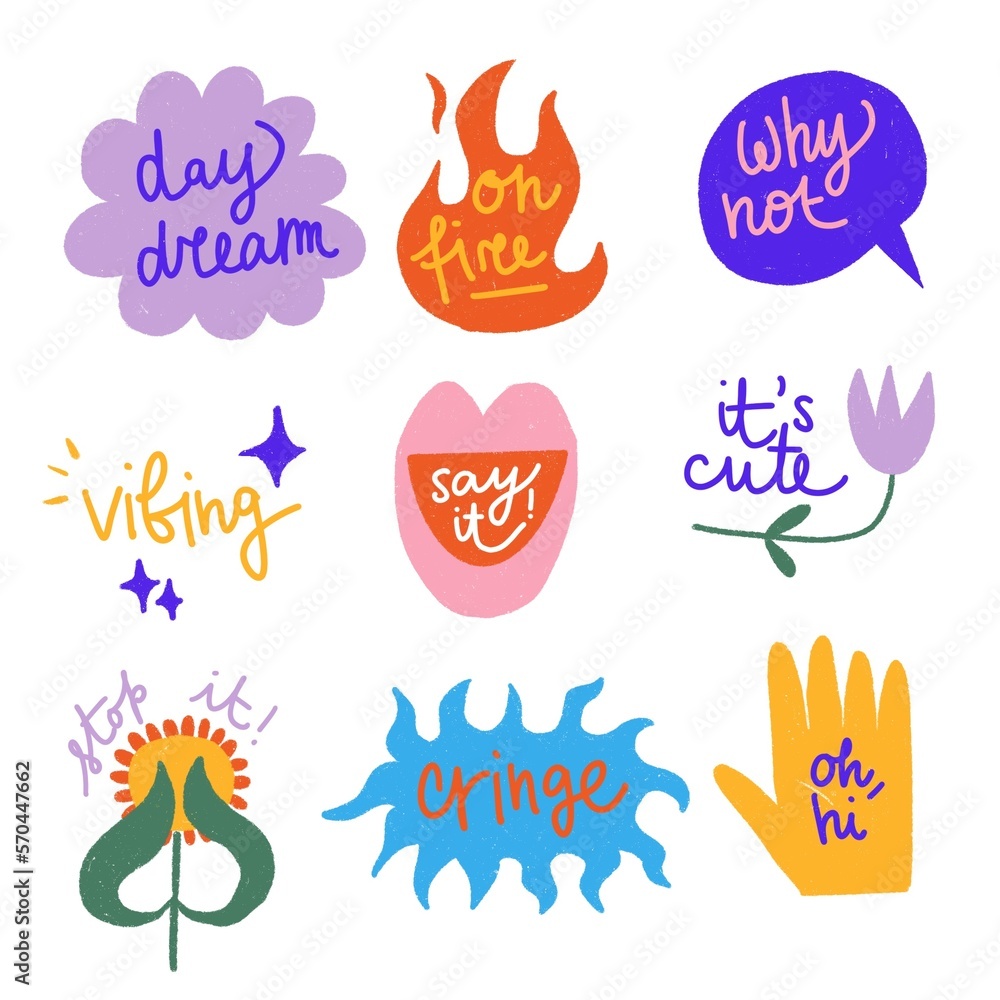 Sticker Icons for Moods and Reactions Stock Illustration | Adobe Stock