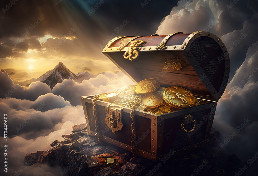 open treasure chest. sketch art for artist creativity and inspiration ...