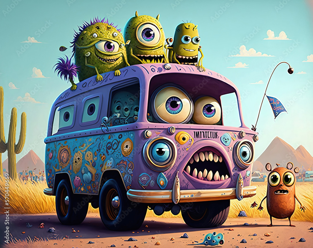 cartoon car in the desert. sketch art for artist creativity inspiration ...