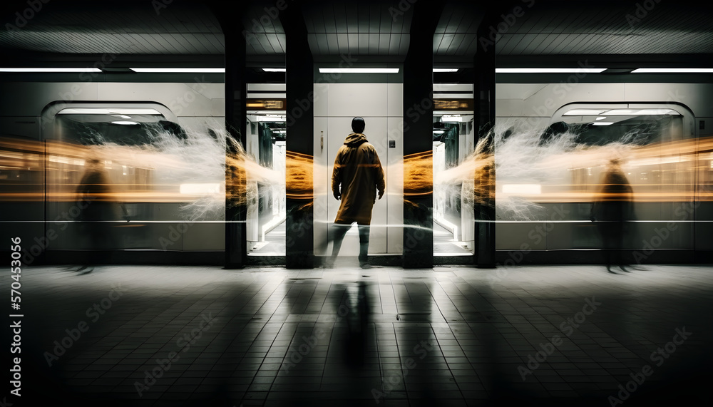 Train station long-exposure shot Stock Illustration | Adobe Stock