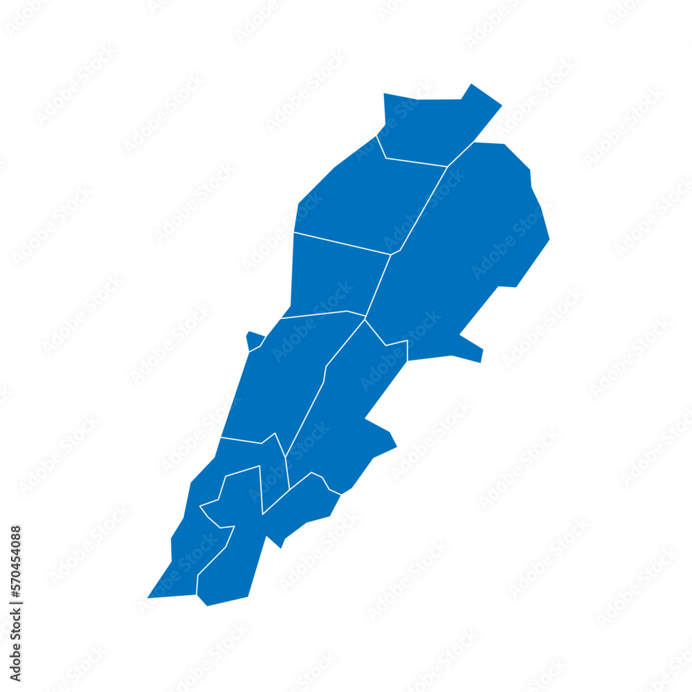 Lebanon political map of administrative divisions - governorates. Solid ...