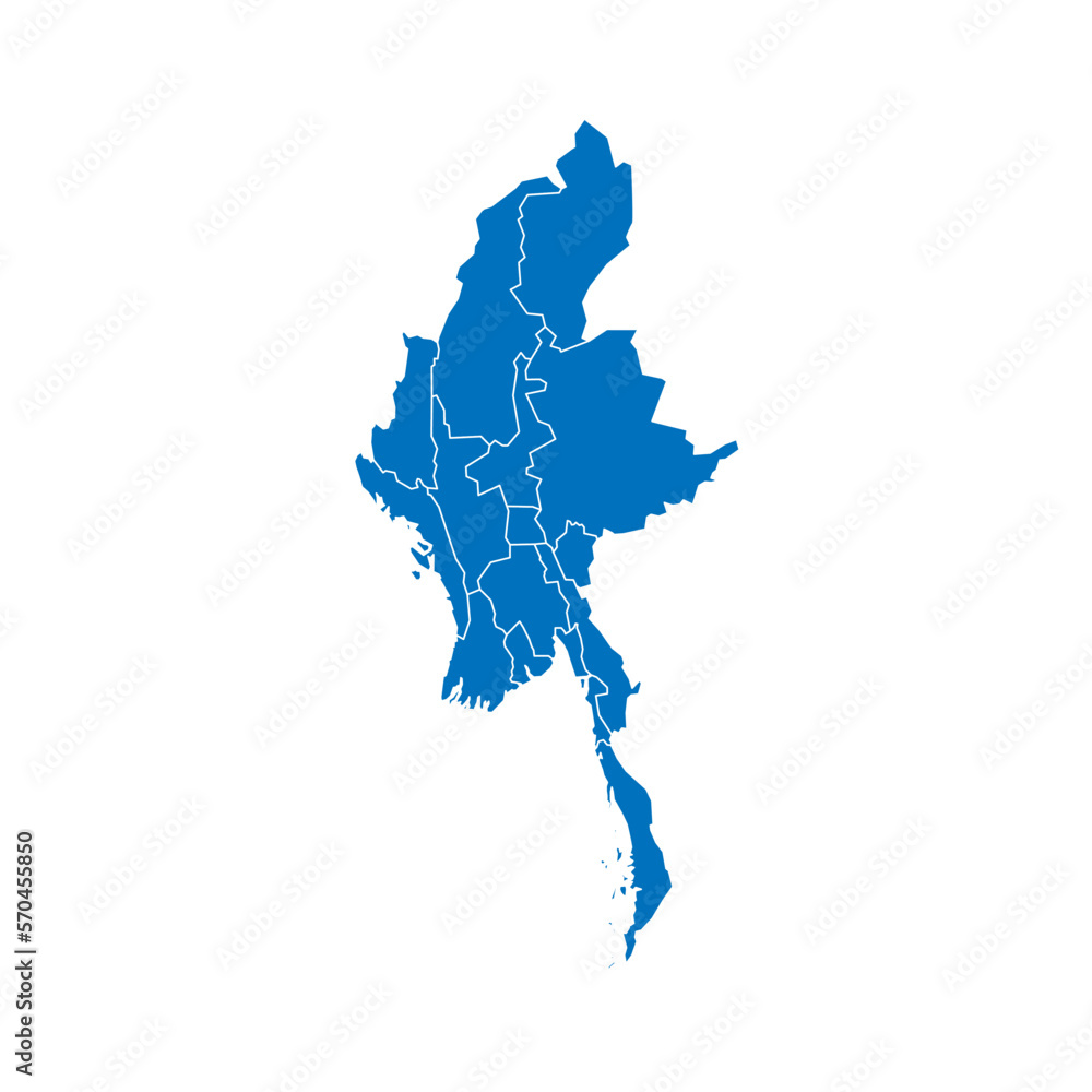 Photo & Art Print Myanmar political map of administrative divisions ...