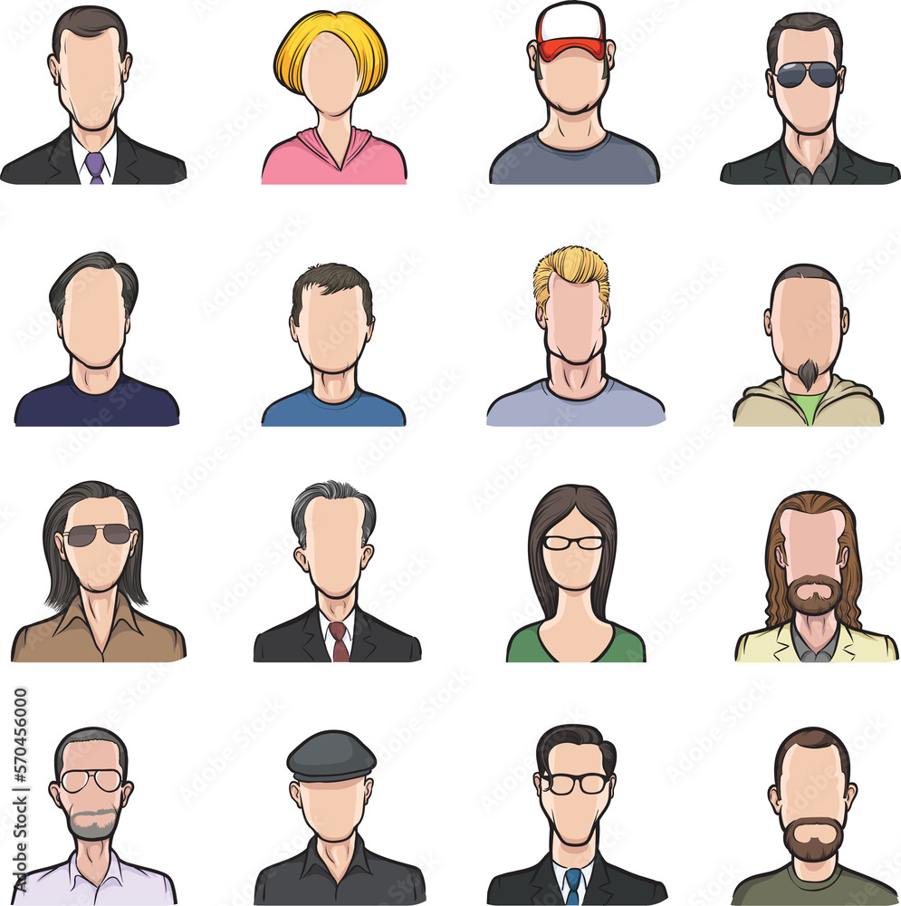 anonymous faces set isolated user profile avatar heads - PNG image with ...