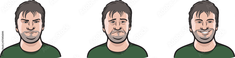 big guy face three expressions isolated user profile avatar heads - PNG ...