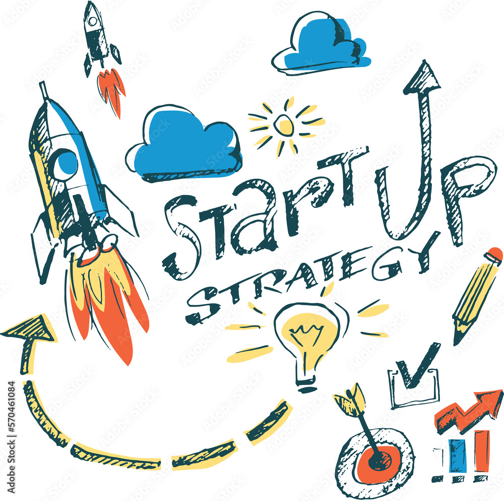 hand drawn sketch of concept inforgraphics startup strategy - PNG image ...