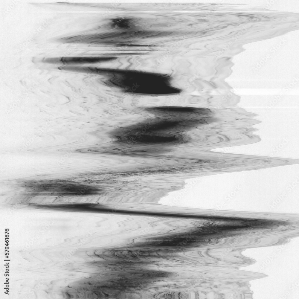 Horizontal distortion of broken video image on black background, VHS ...