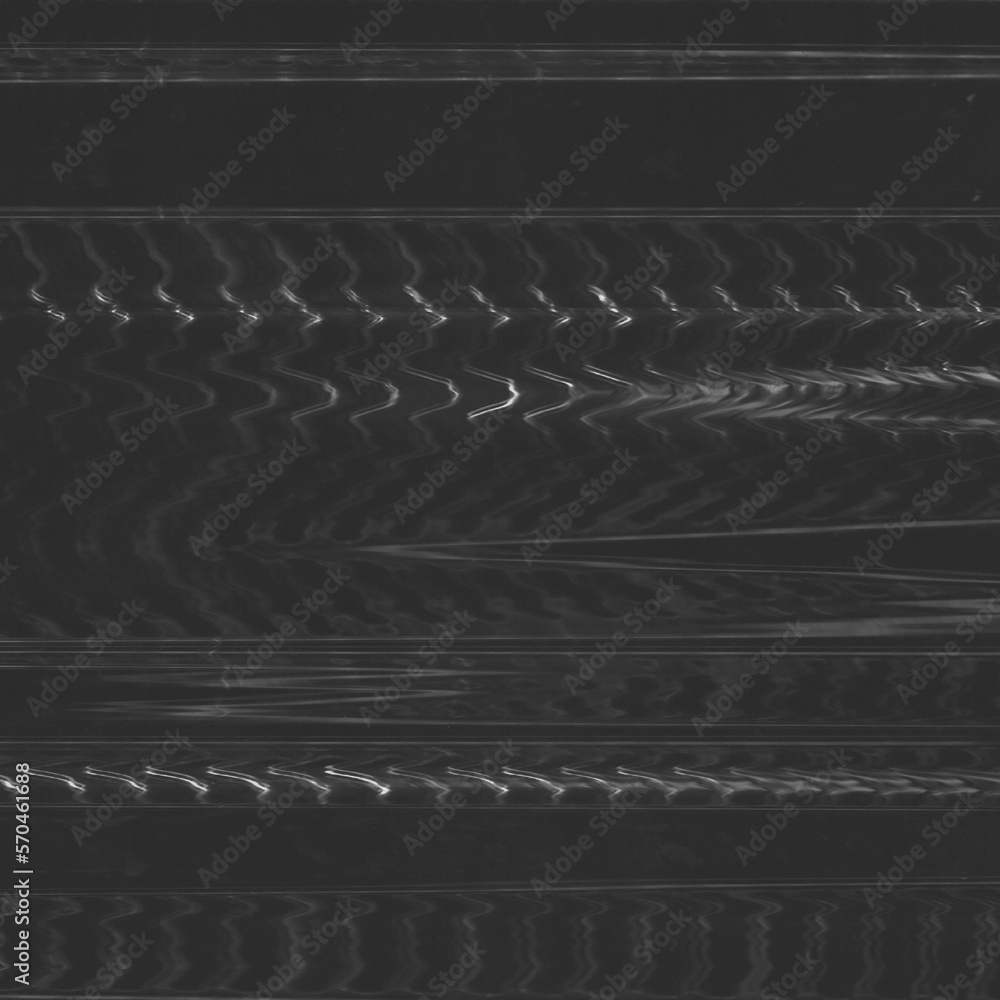 Horizontal distortion of broken video image on black background, VHS ...