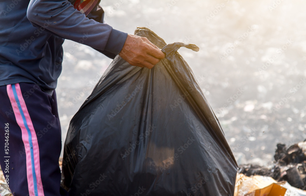 Garbage collector. waste plastic bottles and other types of plastic ...