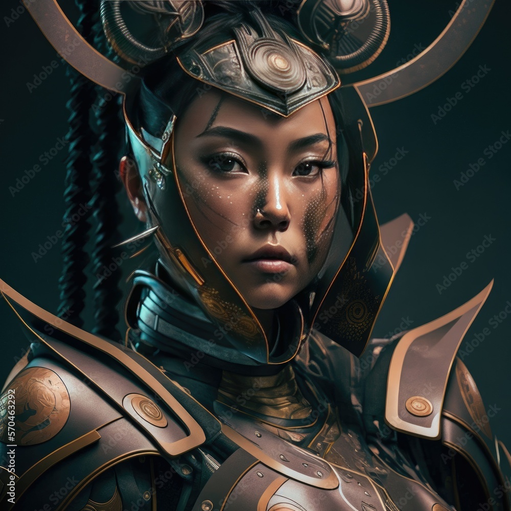 Futuristic Female Samurai, AI Genrated Image of A Woman Samurai Warrior ...
