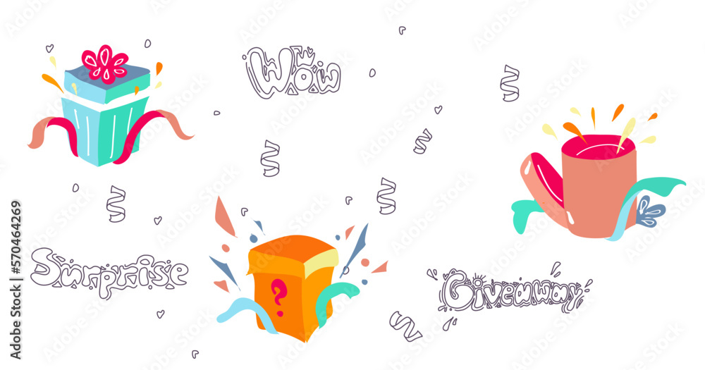 Hand drawn, doodle set. Sketch icon for invitation, flyer, poster, for ...