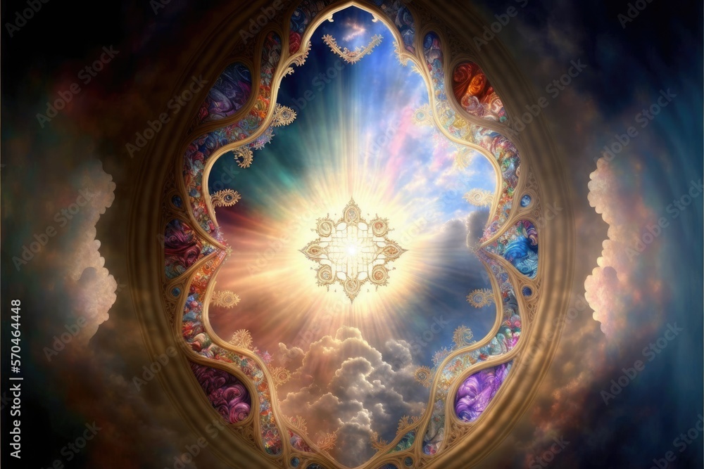 Stained Glass Window and Cloud Heavenly Abstraction, Ai Generated Image ...