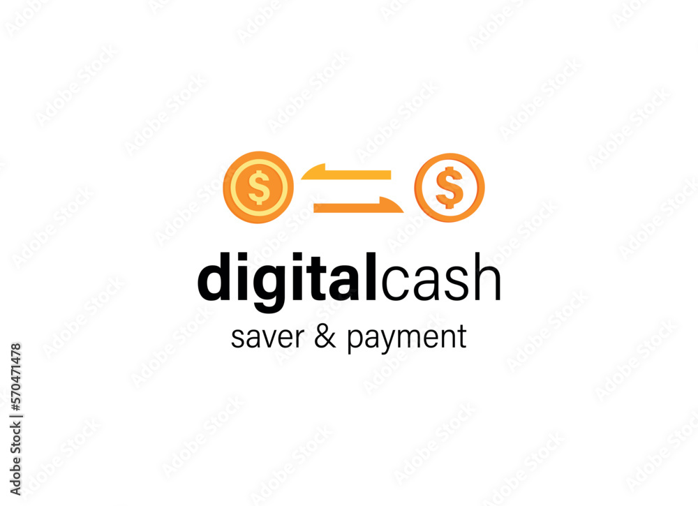Digital Cash Money Logo Design Template Download Stock Vector | Adobe Stock
