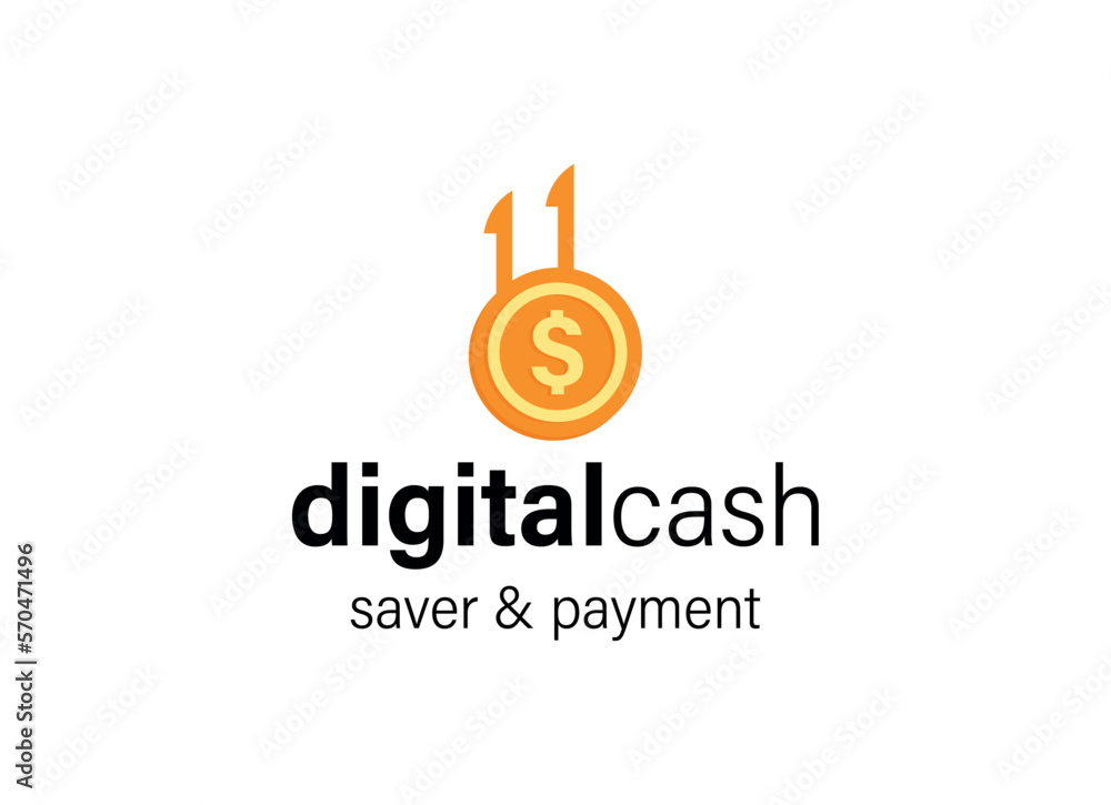 Digital Cash Money Logo Design Template Download Stock Vector | Adobe Stock
