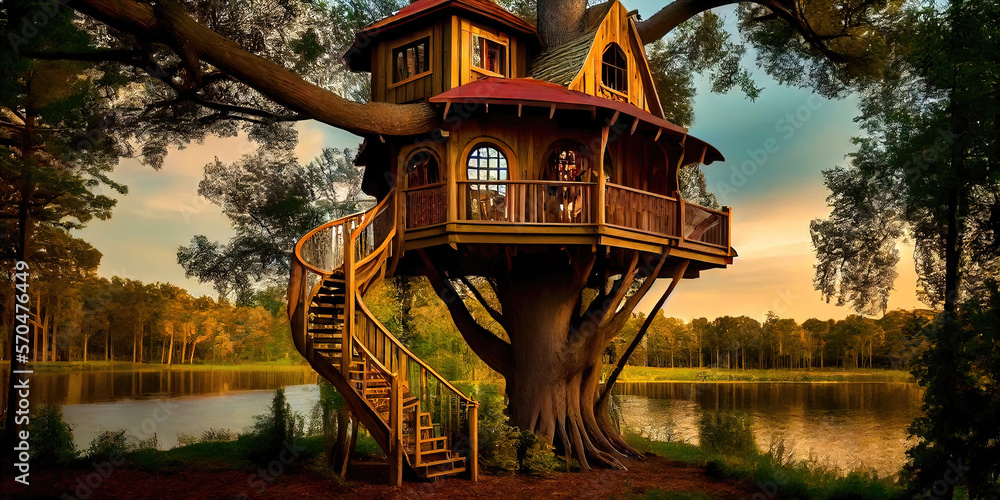 Whimsical wooden treehouse - an adventurous designer treehouse with ...