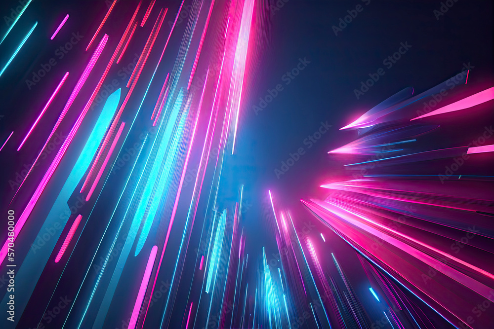 Abstract neon blue pink motion rays of light, futuristic background ...