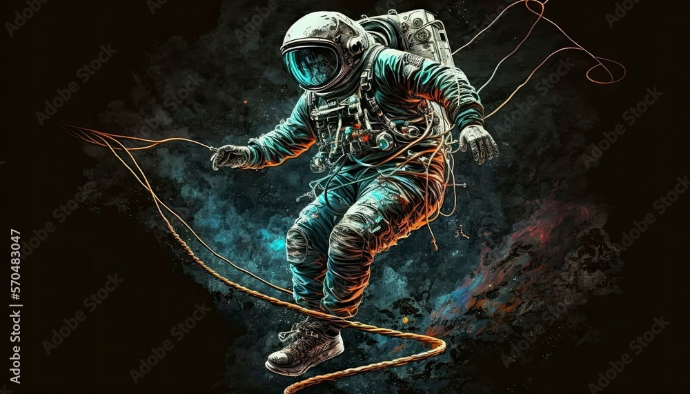 astronaut Jumping rope 1 generative AI Stock Illustration | Adobe Stock