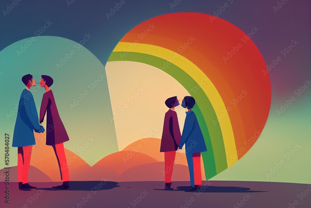 Beautiful LGBTQIA+ love rainbow abstract art valentines day colorblock ...
