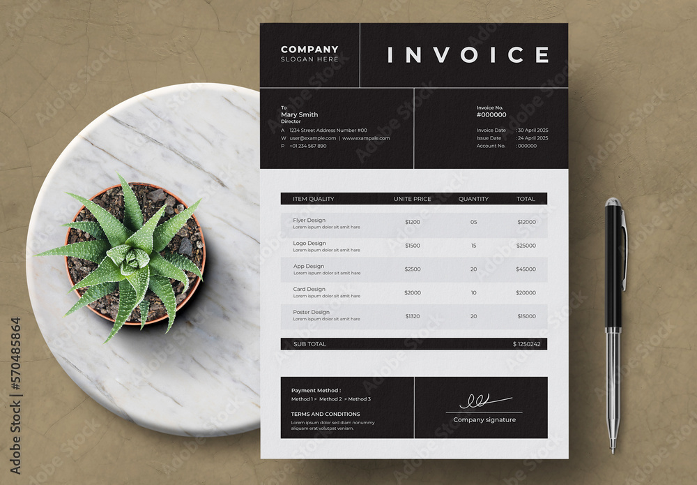 Company Invoice Design Template Stock Template | Adobe Stock