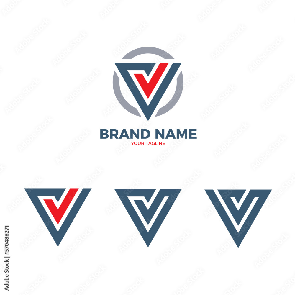 vector illustration of letter V logo design with red right mark icon in ...