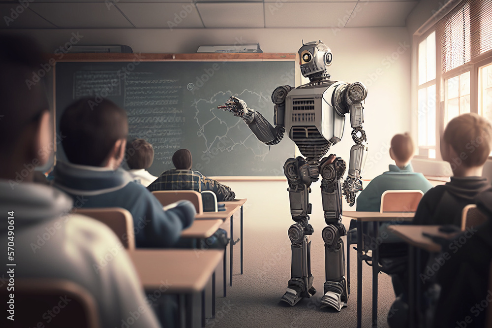 AI artificial intelligence robot teaching people for school education ...